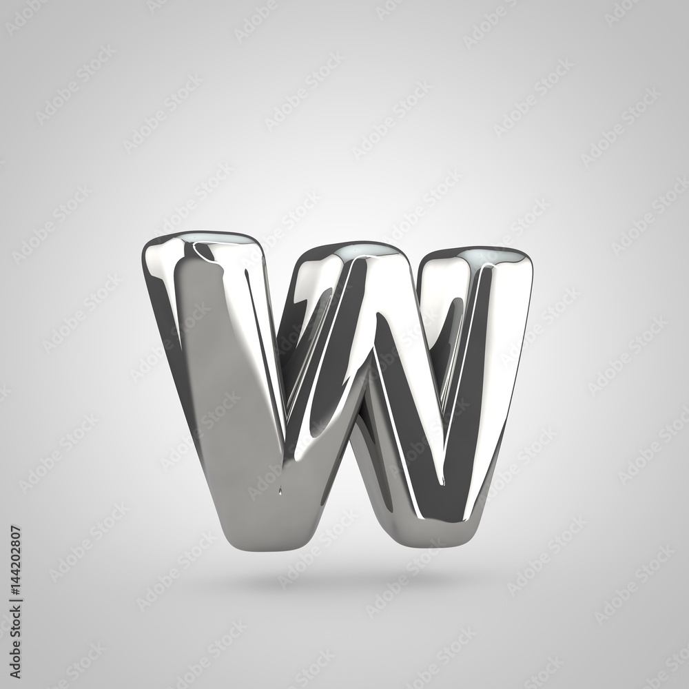 Silver letter W lowercase isolated on white background Stock ...