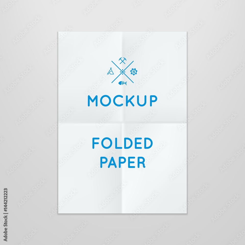 Vector template of folded poster, placed in interior. Mockup for your ...