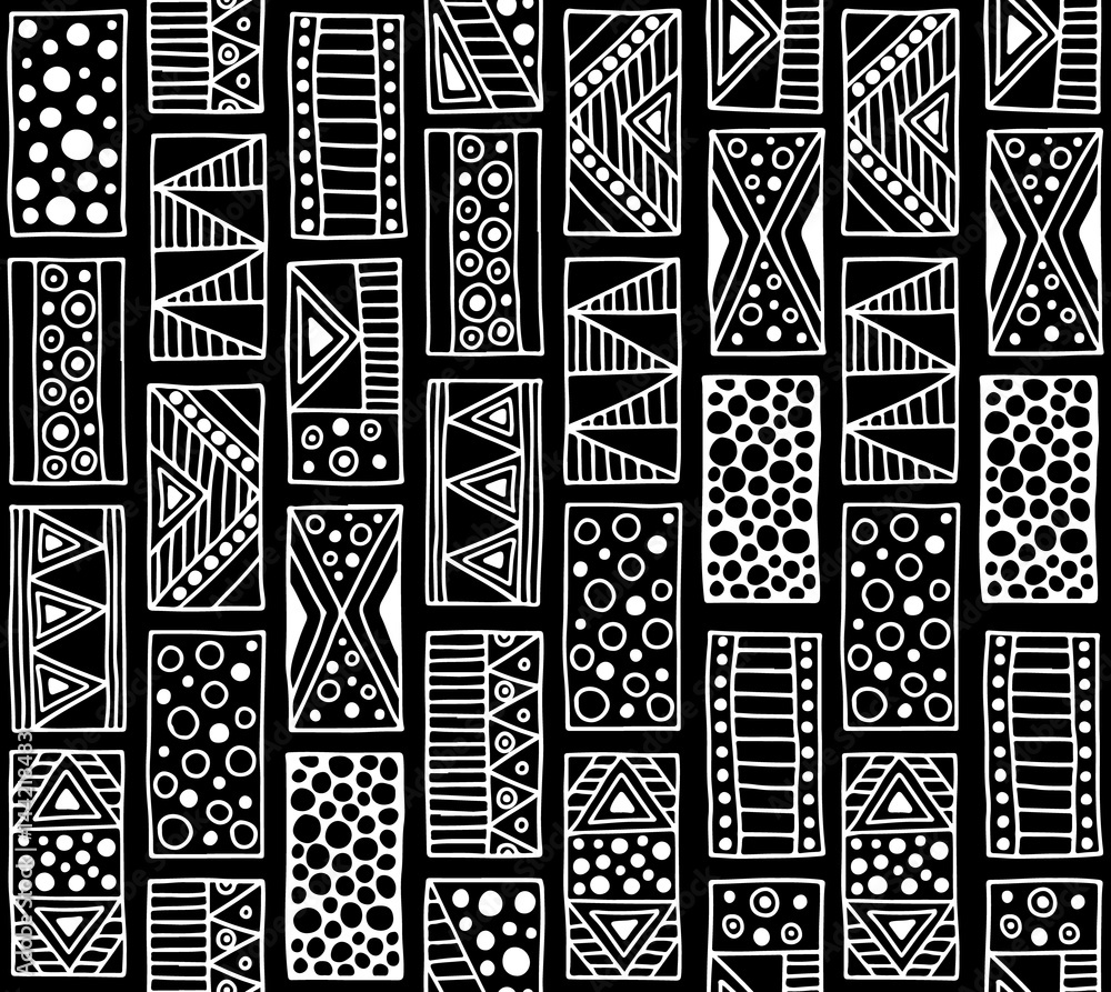 Seamless vector pattern. Black and white geometrical background with ...