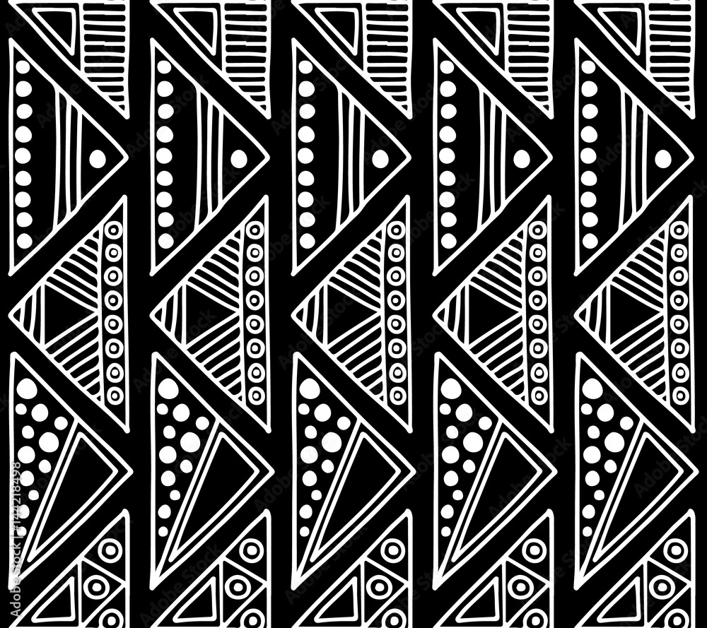 Seamless vector pattern. Black and white geometrical background with ...