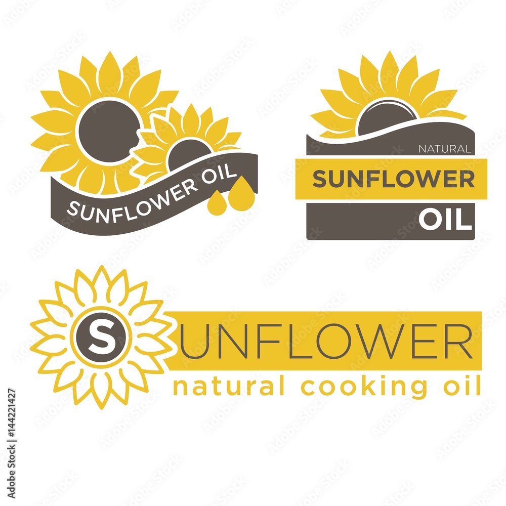 Sunflower natural oil product vector label templates Stock Vector ...