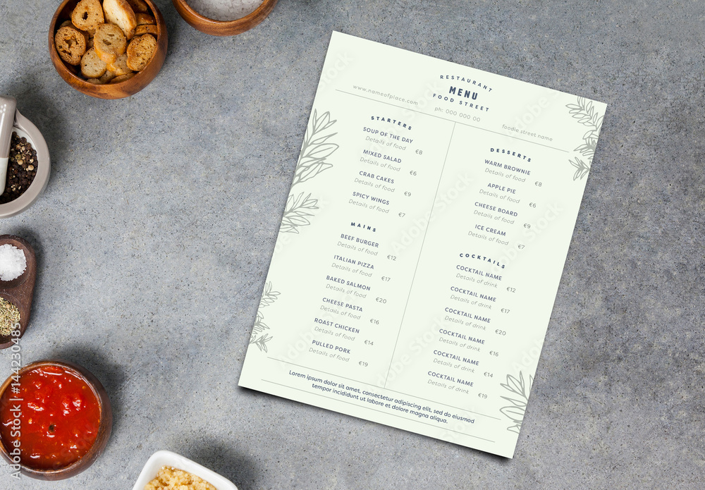 Modern Menu Layout Template Stock Template | Adobe Stock