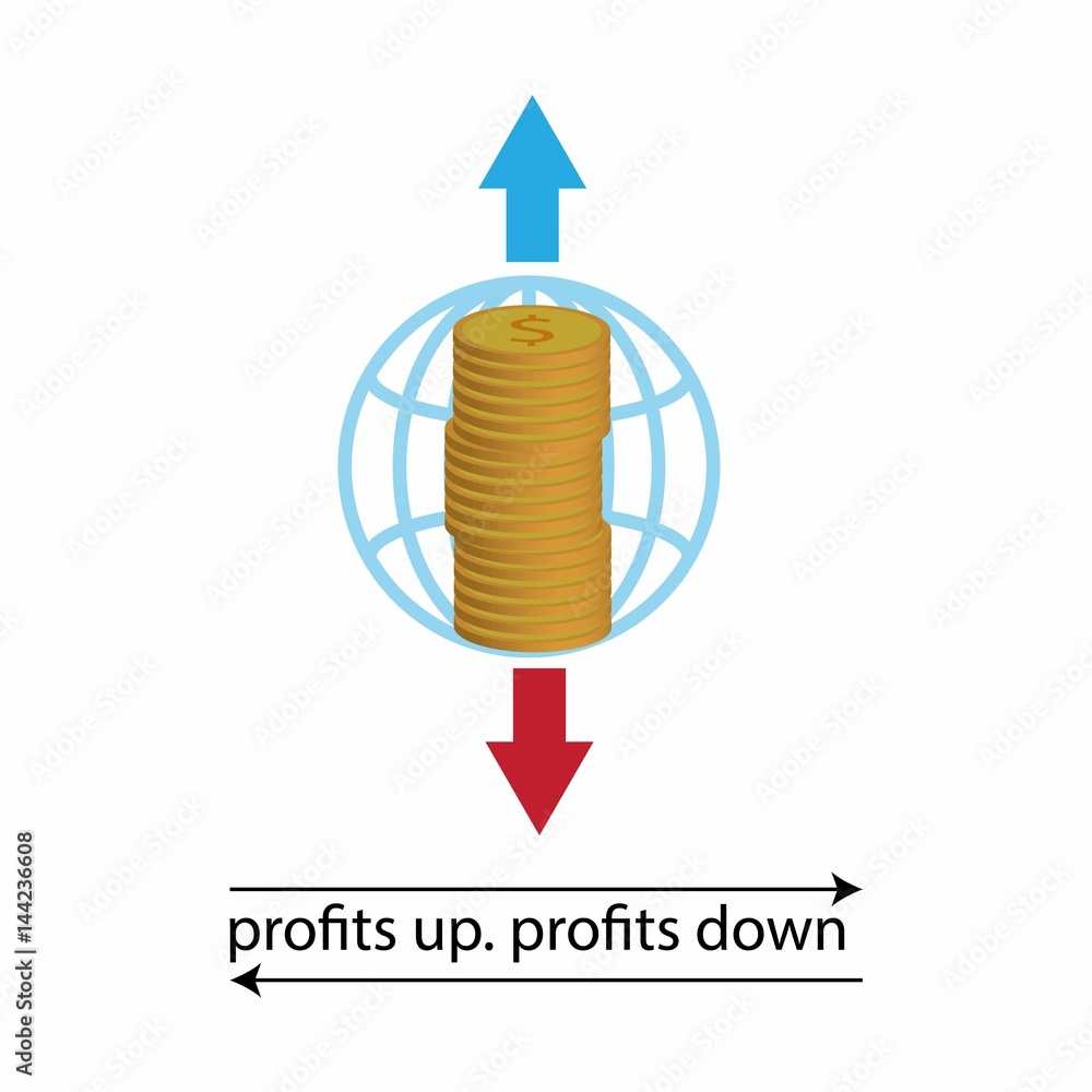 growth and declining chart showing improvement and losses of profit ...