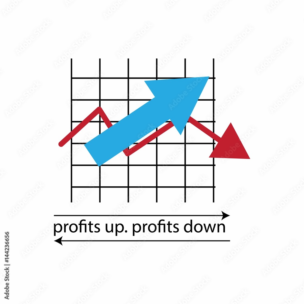 growth and declining chart showing improvement and losses of profit ...