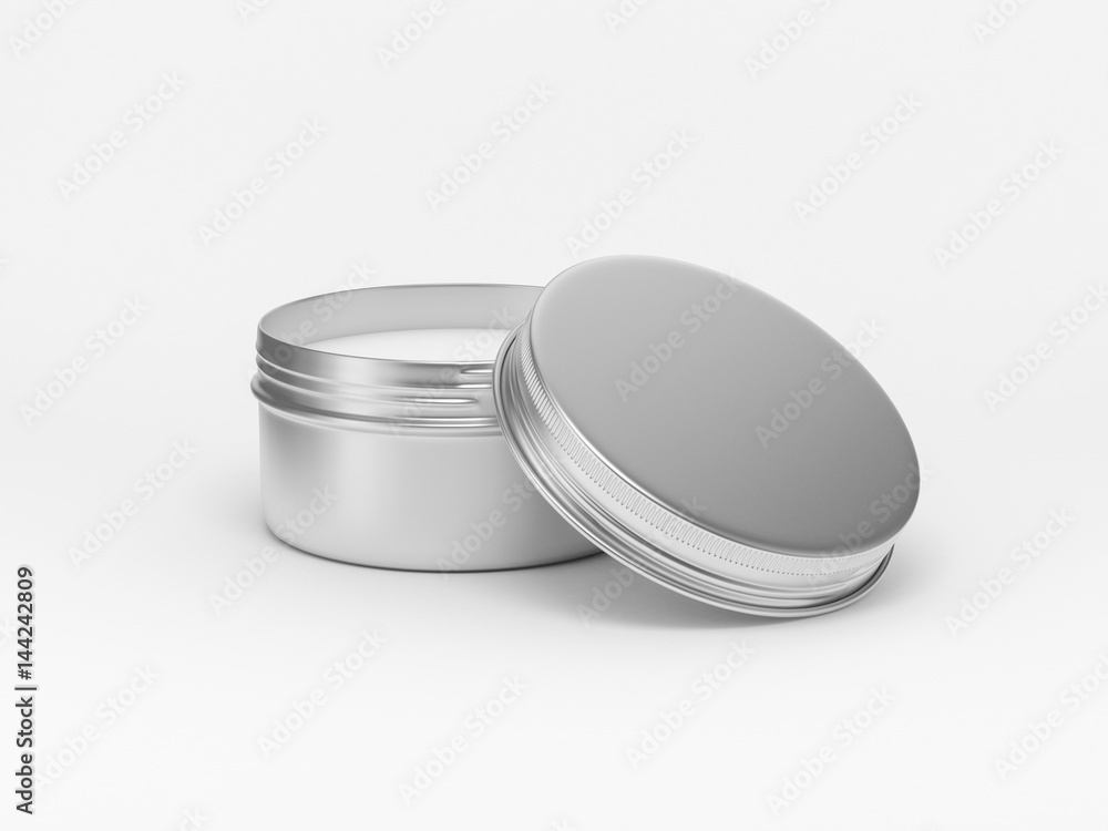 Open metal round tin mockup 3d rendering Stock Illustration | Adobe Stock