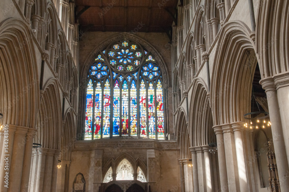 stained glass window of a cathedral in daylight Stock Photo | Adobe Stock