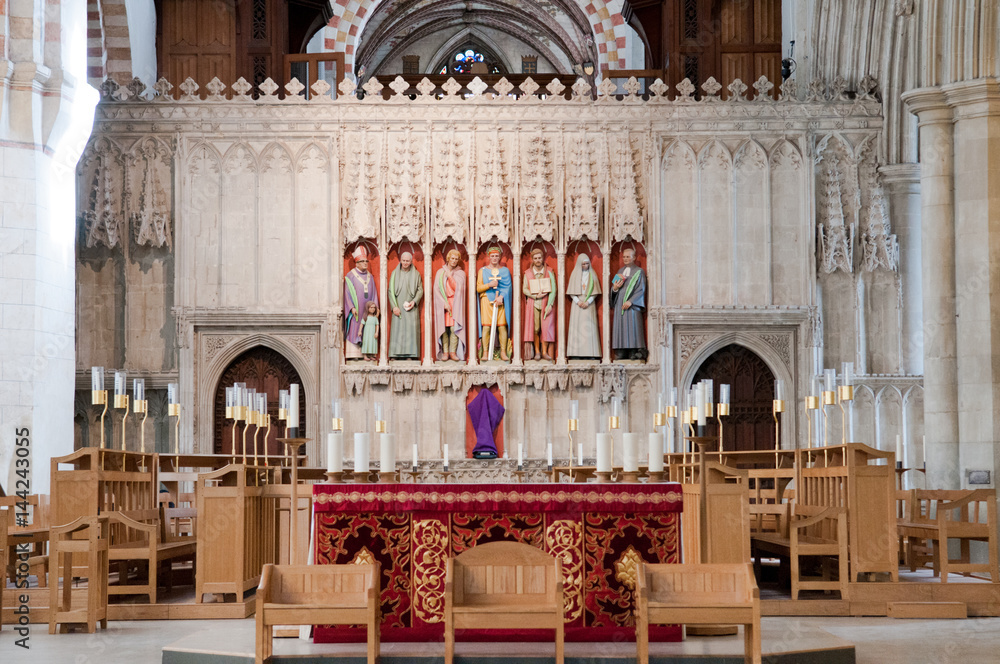 Altar and nave inside a cathedral Stock Photo | Adobe Stock