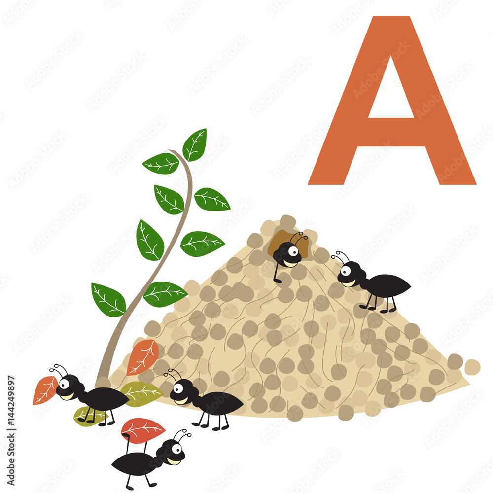 ants kid's alphabet Stock Vector | Adobe Stock