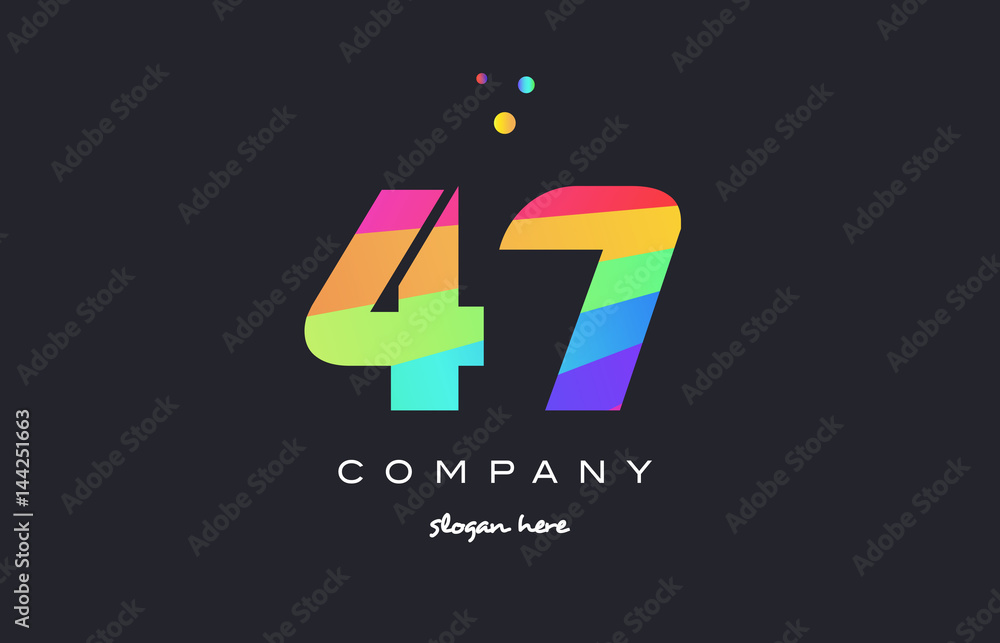 47 forty seven colored rainbow creative number digit numeral logo icon ...