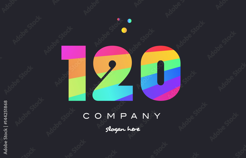 120 colored rainbow creative number digit numeral logo icon Stock ...