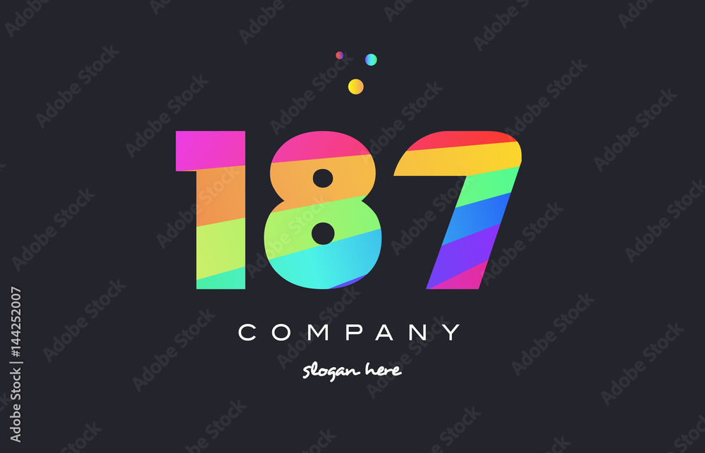 187 colored rainbow creative number digit numeral logo icon vector de ...