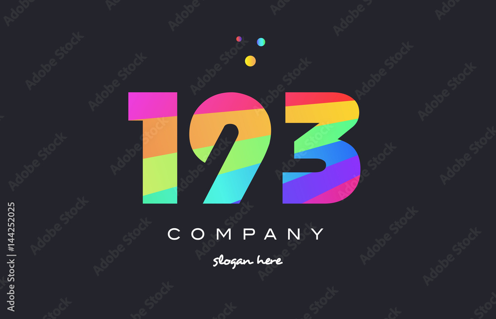 193 colored rainbow creative number digit numeral logo icon Stock ...