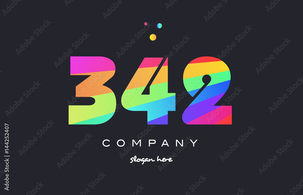 342 colored rainbow creative number digit numeral logo icon Stock ...