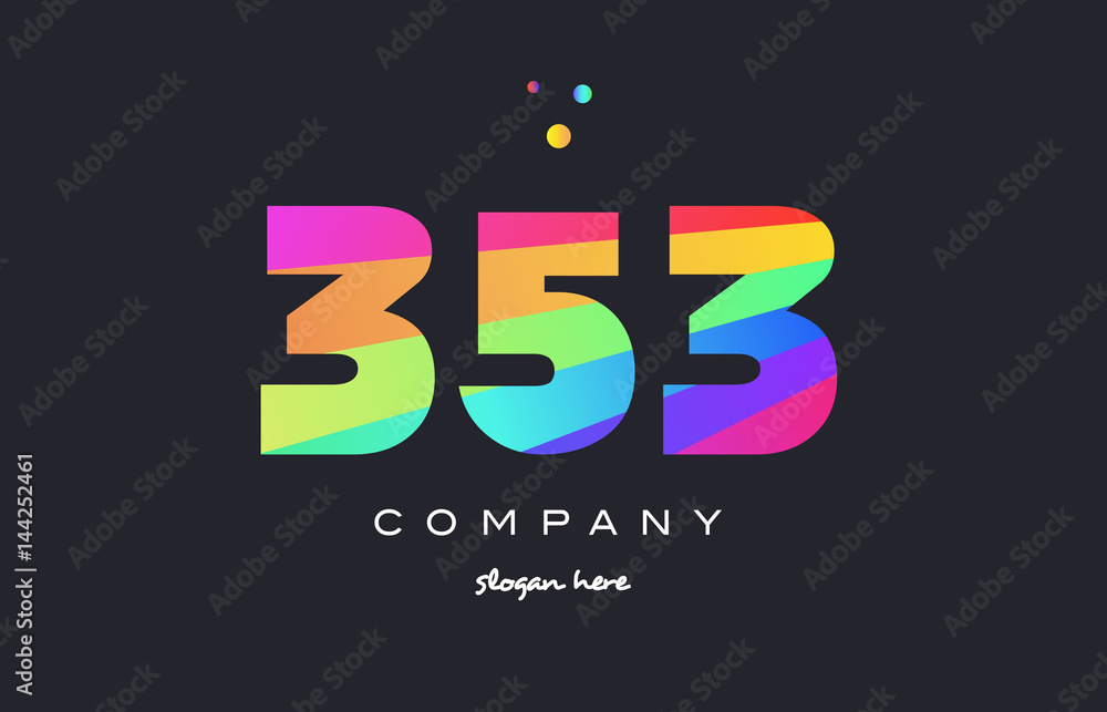 353 colored rainbow creative number digit numeral logo icon Stock ...