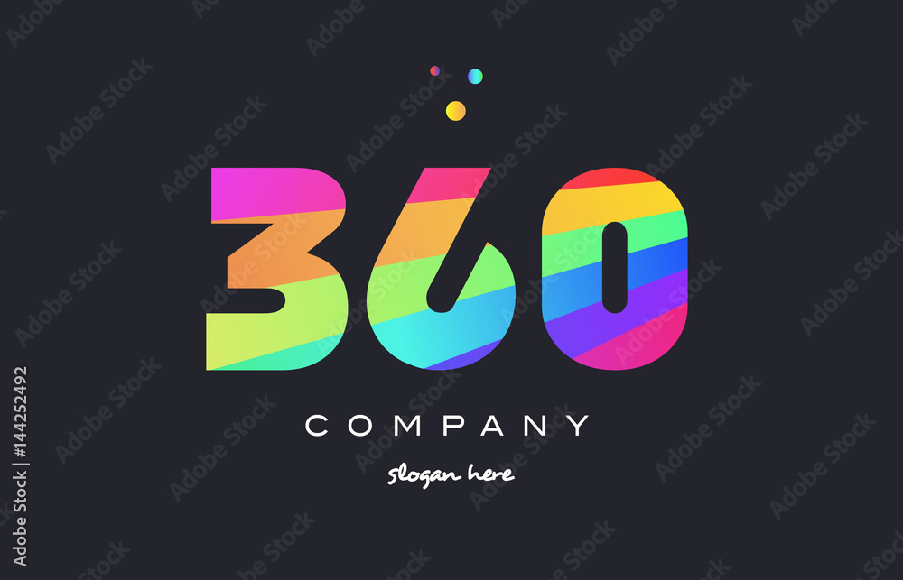 360 colored rainbow creative number digit numeral logo icon Stock ...