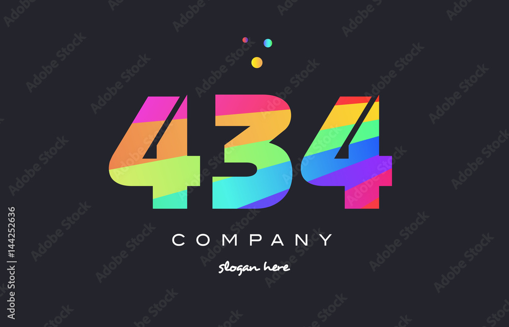 434 colored rainbow creative number digit numeral logo icon Stock ...