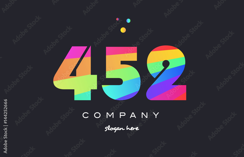 452 colored rainbow creative number digit numeral logo icon Stock ...