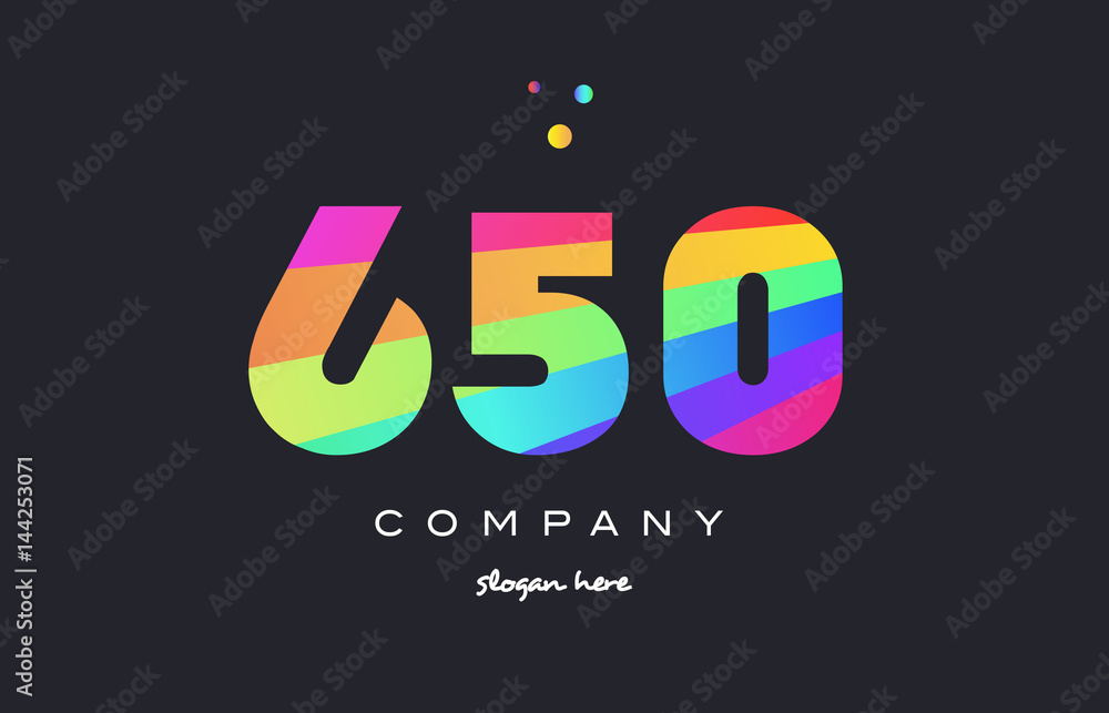 650 colored rainbow creative number digit numeral logo icon Stock ...