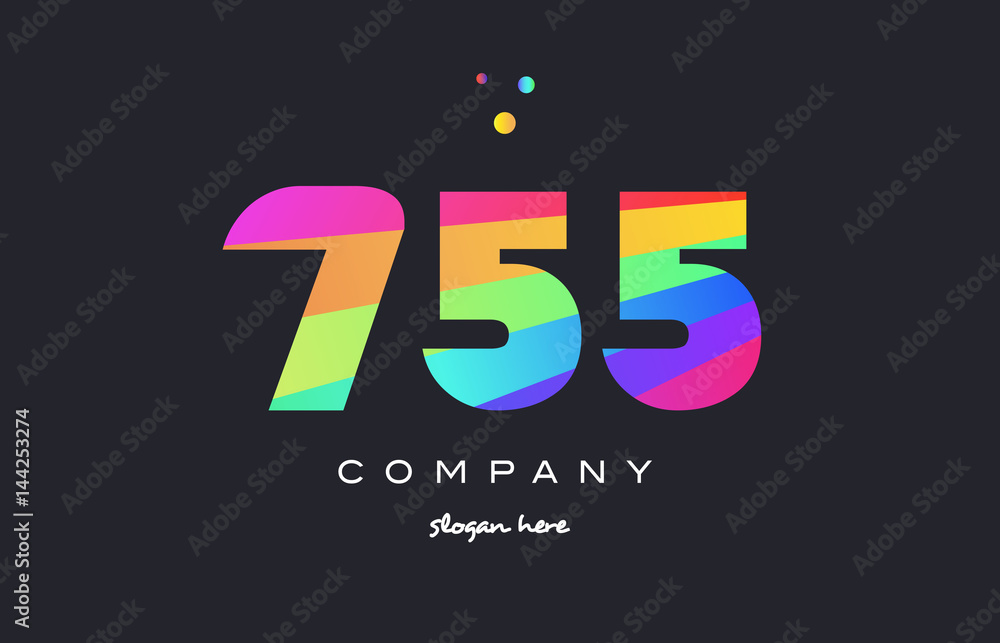 755 colored rainbow creative number digit numeral logo icon Stock ...