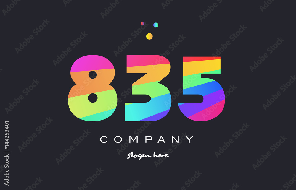 835 colored rainbow creative number digit numeral logo icon Stock ...