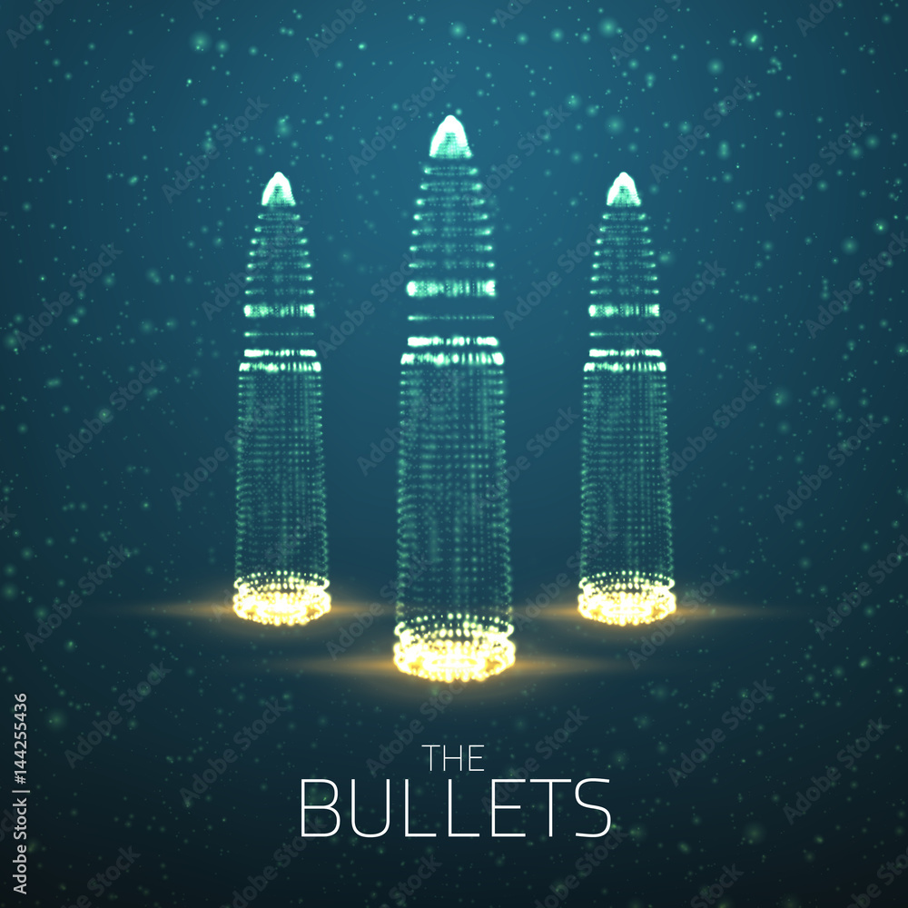 Abstract vector turquoise background with glowing bullet. Cloud of ...