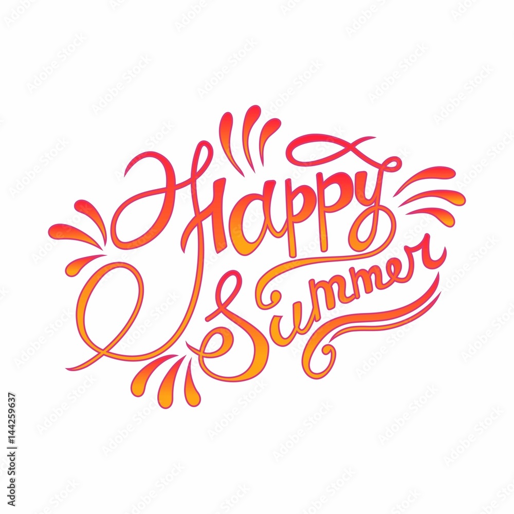 Happy summer hand lettering (vector) Stock Vector | Adobe Stock