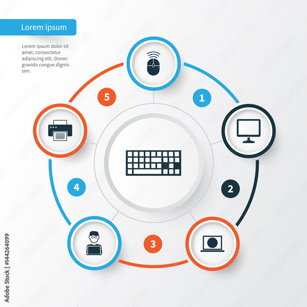 Laptop Icons Set. Collection Of Keypad, Desktop, Programmer And Other ...