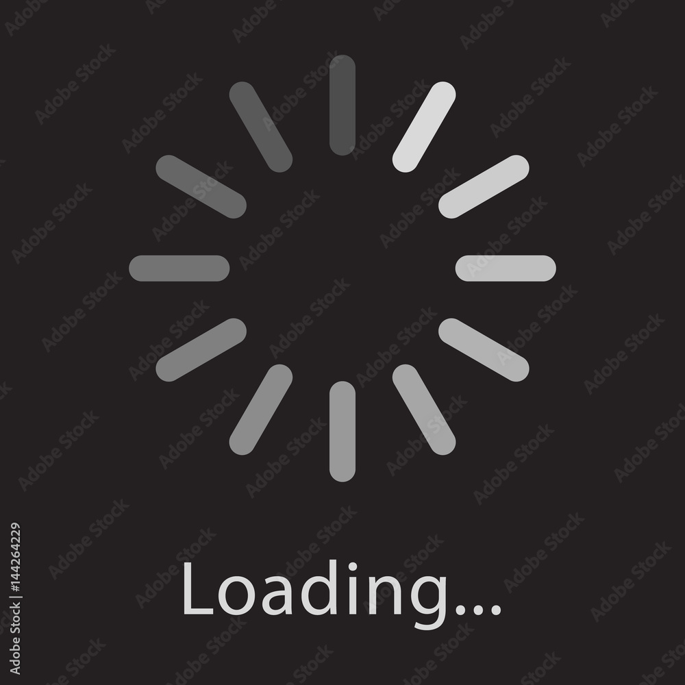 Circular loading sign, isolated on black background, vector ...
