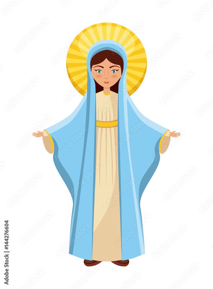 virgin mary icon over white background. colorful design. vector ...