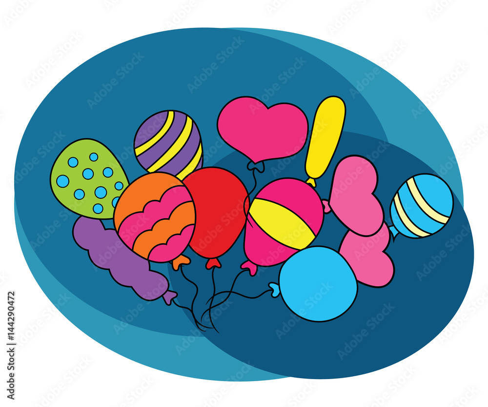 Balloons design set. Cartoon free hand draw doodle vector illustration ...