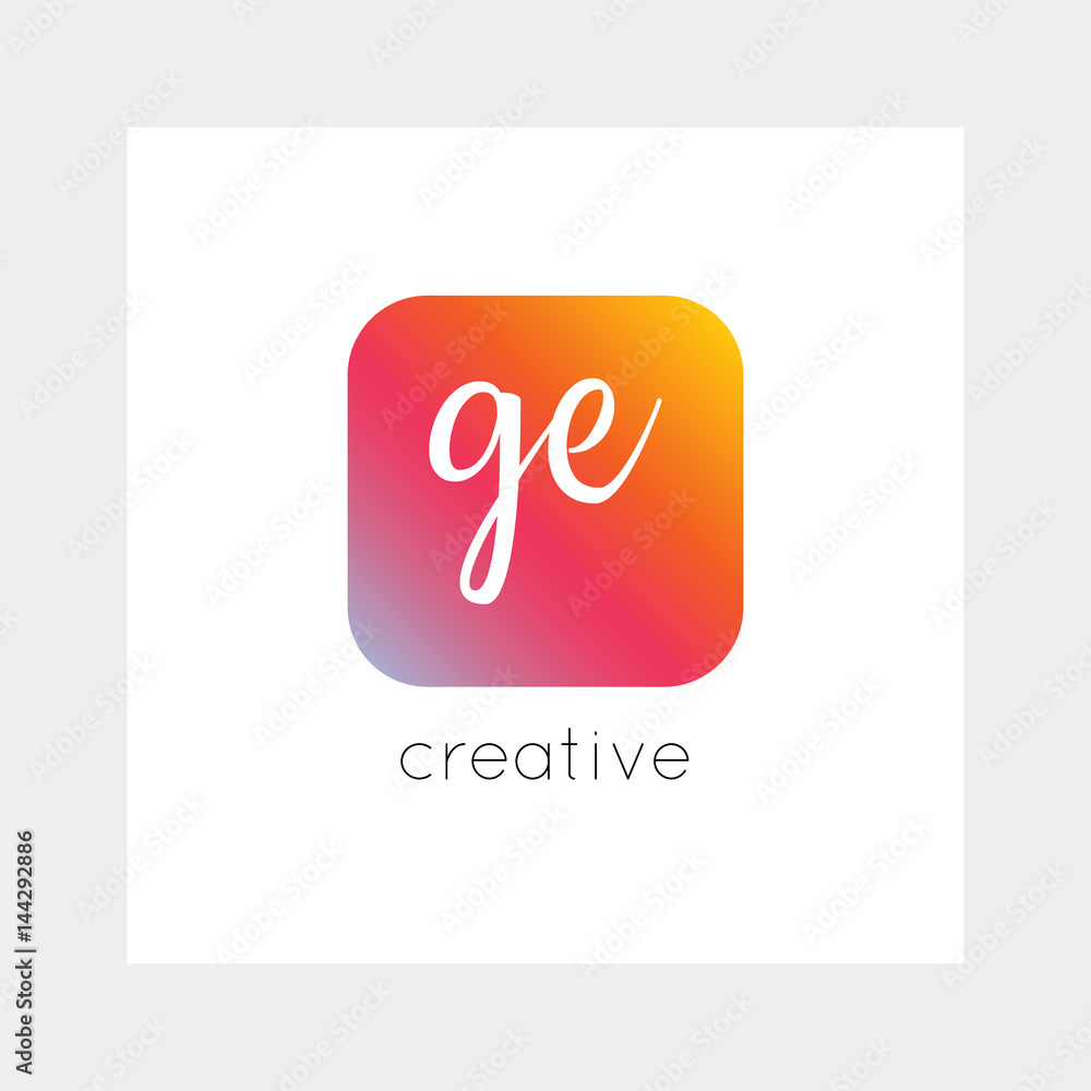 GE logo, vector. Useful as branding, app icon, alphabet combination ...