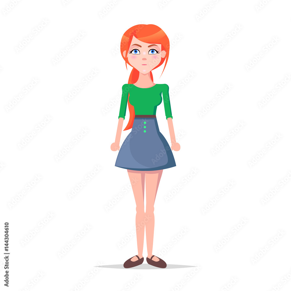 Tense Young Woman Cartoon Flat Vector Character Stock Vector | Adobe Stock