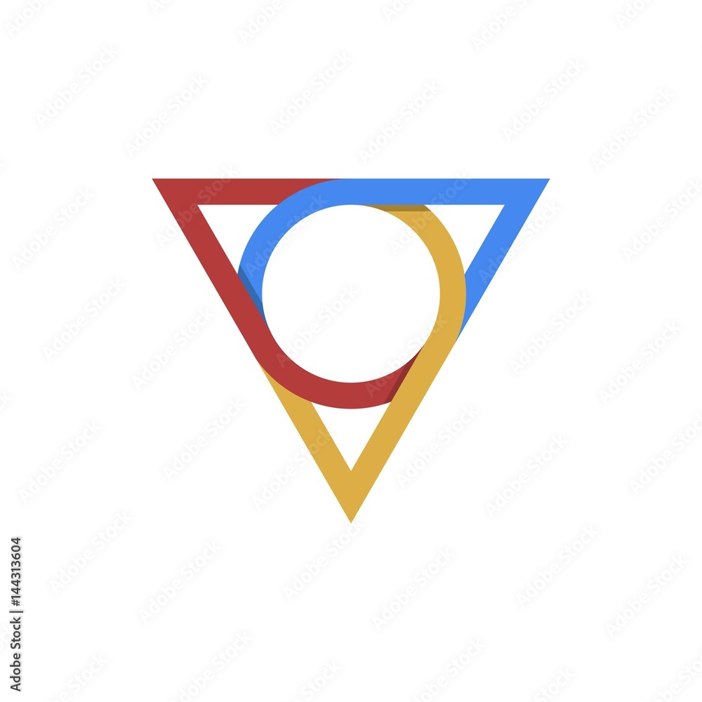 Three Colored Overlapping Ribbon Making Triangle and Circle Logo for ...