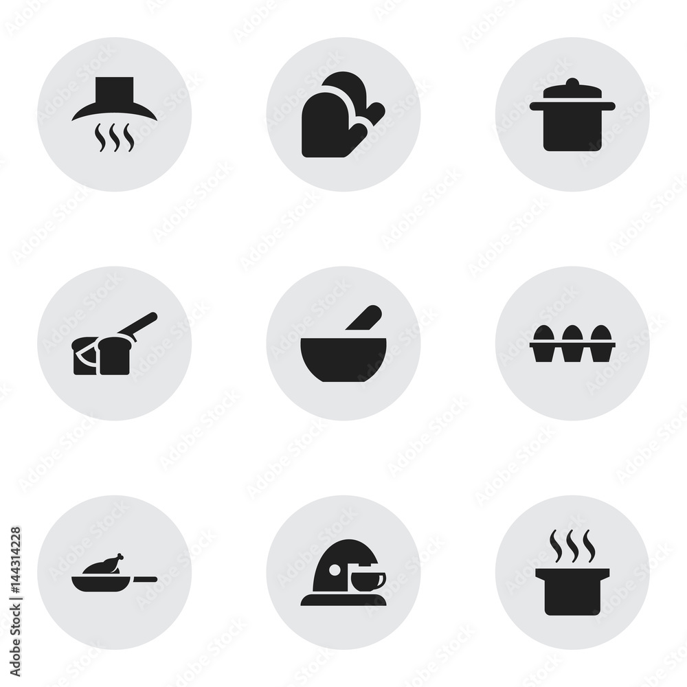 Vettoriale Stock Set Of 9 Editable Cook Icons. Includes Symbols Such As ...
