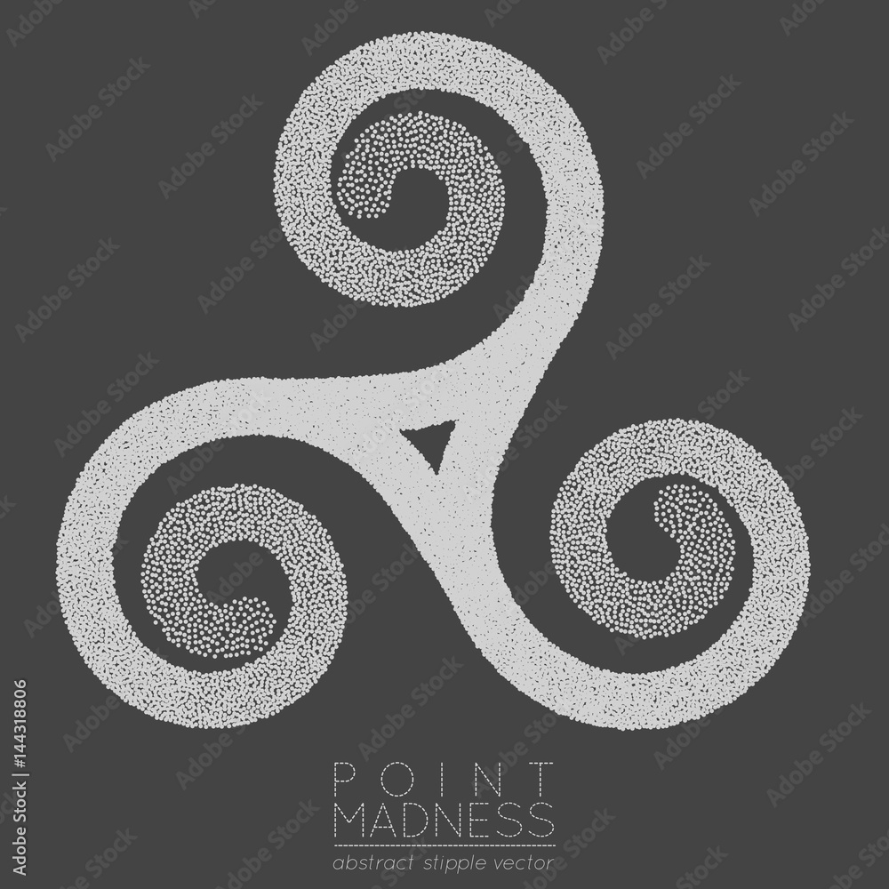Vector illustration of abstract dotted symbol triskelion. Celtic sacred ...