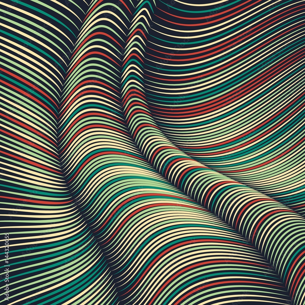 Vector warped lines background. Flexible stripes twisted as silk ...