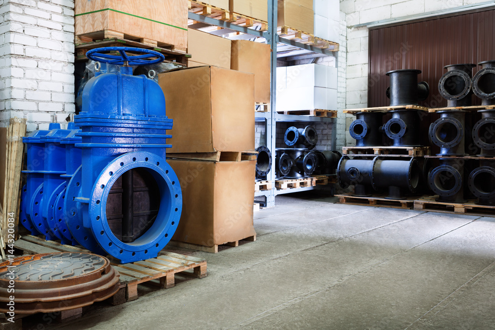 blue metal shut-off valve for gas pipelines. Sliding knife gate valve ...