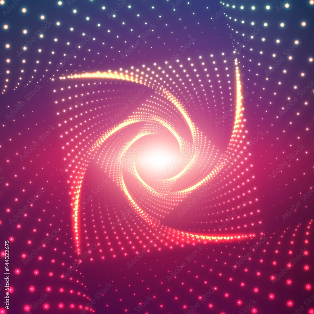 Vector infinite rhombic or square twisted tunnel of shining flares on ...