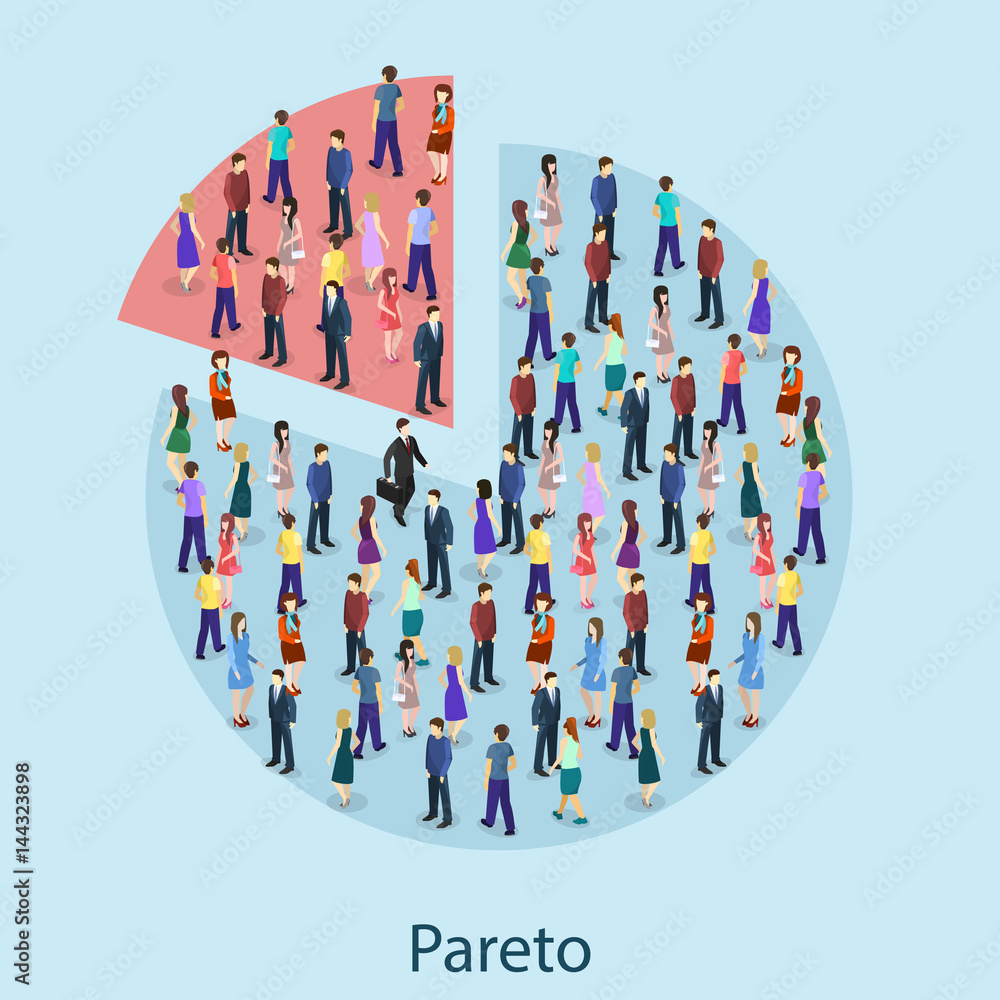 Isometric flat 3D isolated concept vector pareto principle Stock Vector ...
