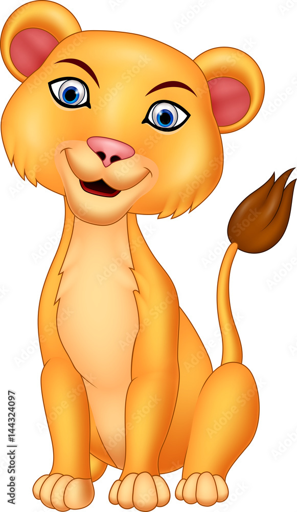 Cartoon lioness isolated on white background Stock Vector | Adobe Stock