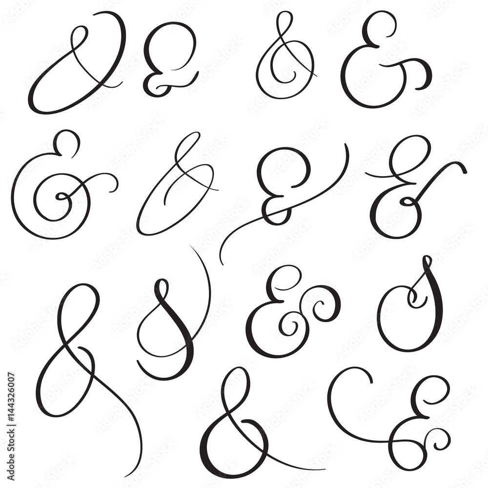 vector set Vintage sign And Ampersand on white background. Calligraphy ...