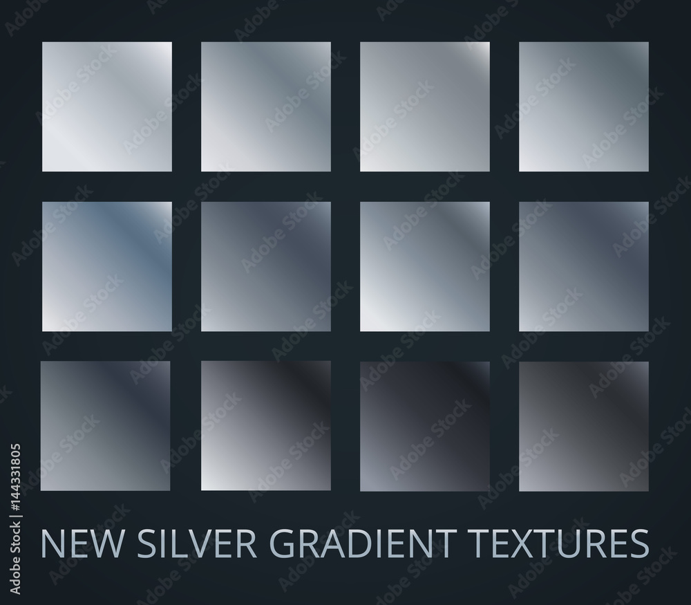 Set of silver diagonal gradients on darl background, 12 different ...