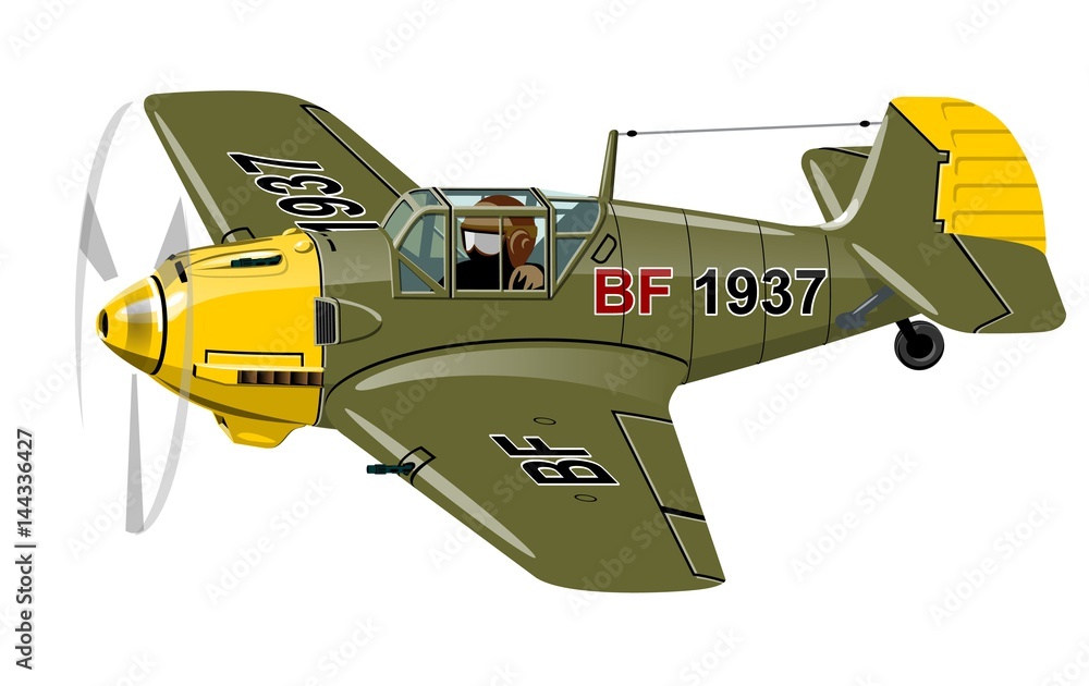 Vector Cartoon Retro Fighter Plane. Available EPS-10 vector format ...