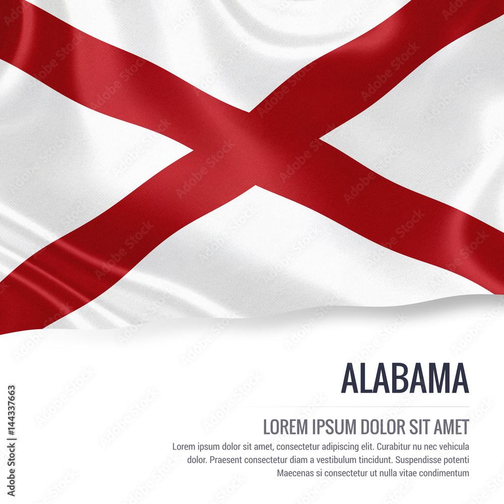 Flag of U.S. state Alabama waving on an isolated white background ...