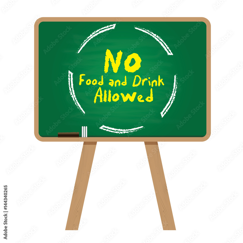 no food and drink allowed symbol written with a chalk style on black ...