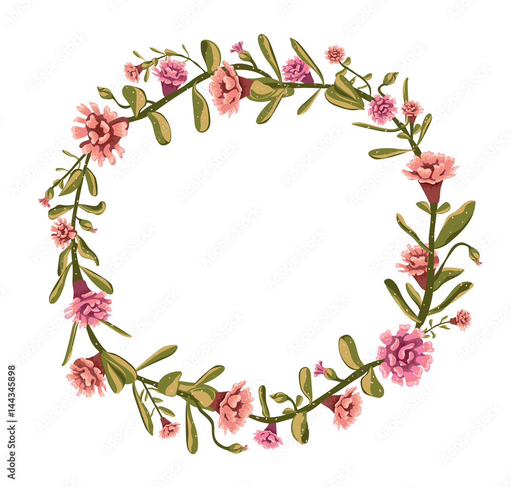 Floral design - Bouquet in shape of a circle made of illustrated fine ...