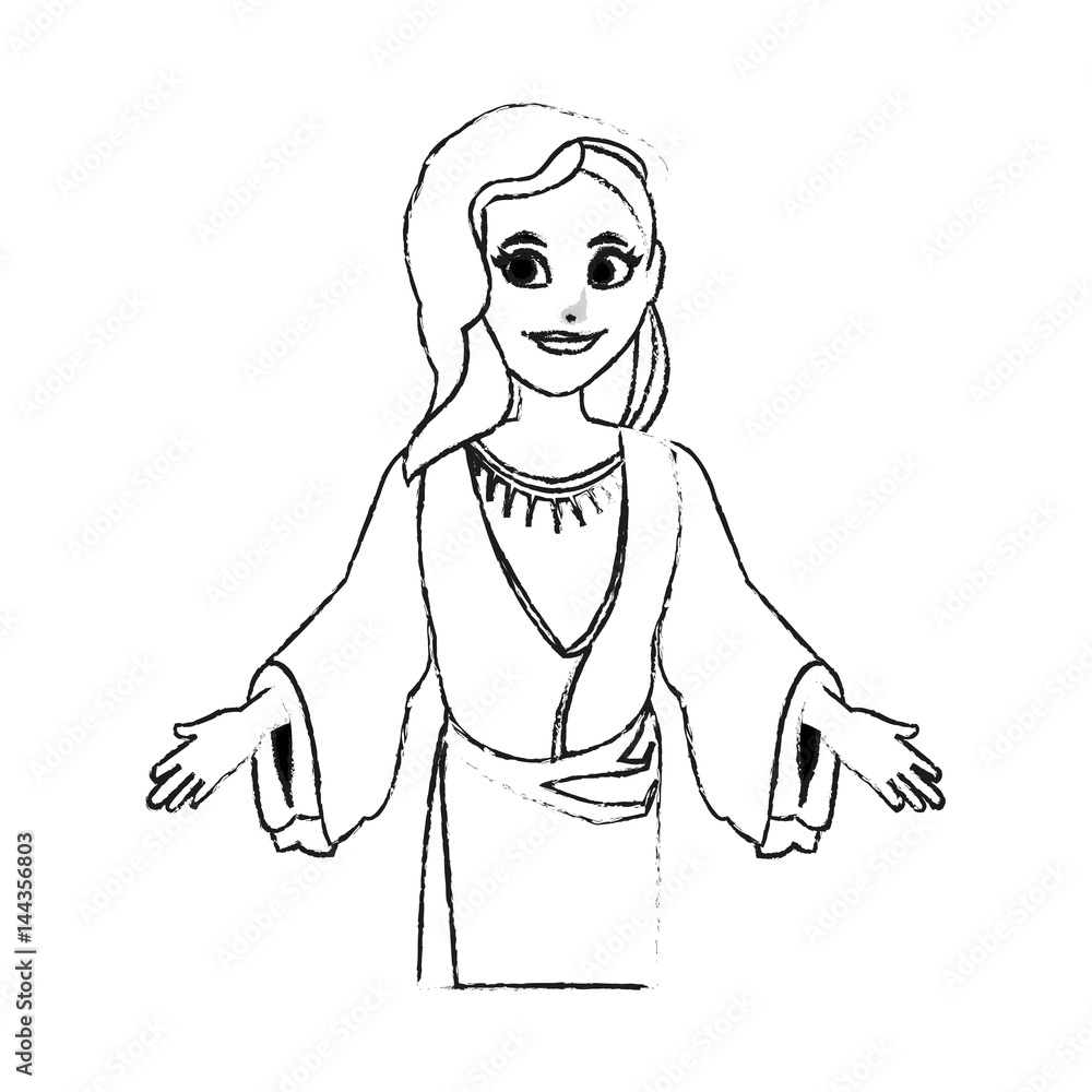 holy mary icon image vector illustration design black sketch line Stock ...