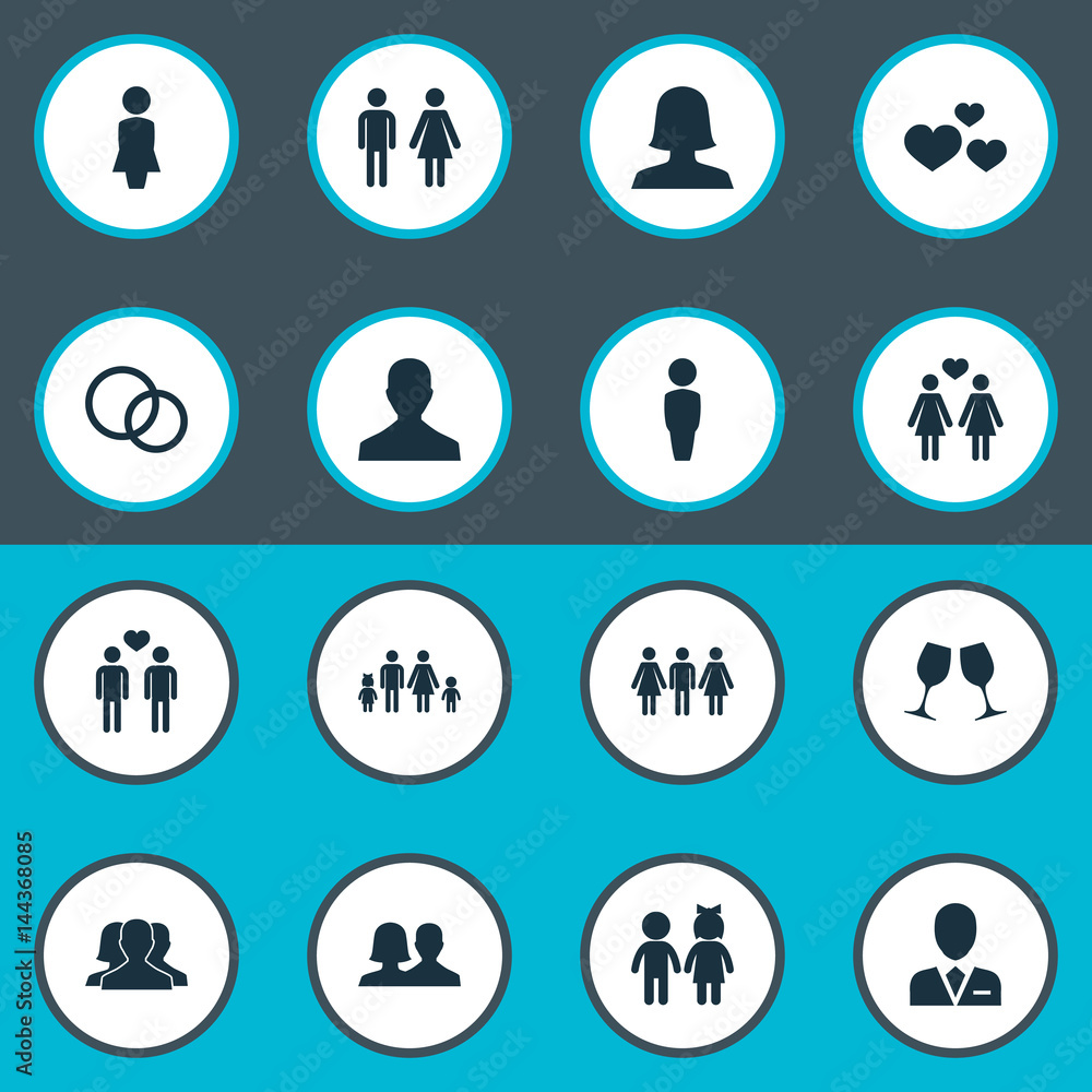 Vector Illustration Set Of Simple Icons. Elements Children, Spouse ...