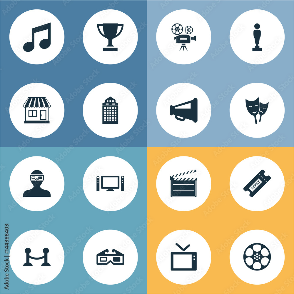 Vector Illustration Set Of Simple Movie Icons. Elements Television ...