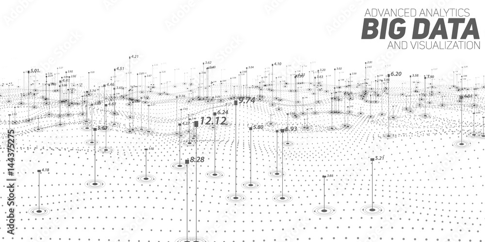 Big data grayscale plot visualization. Futuristic infographic ...